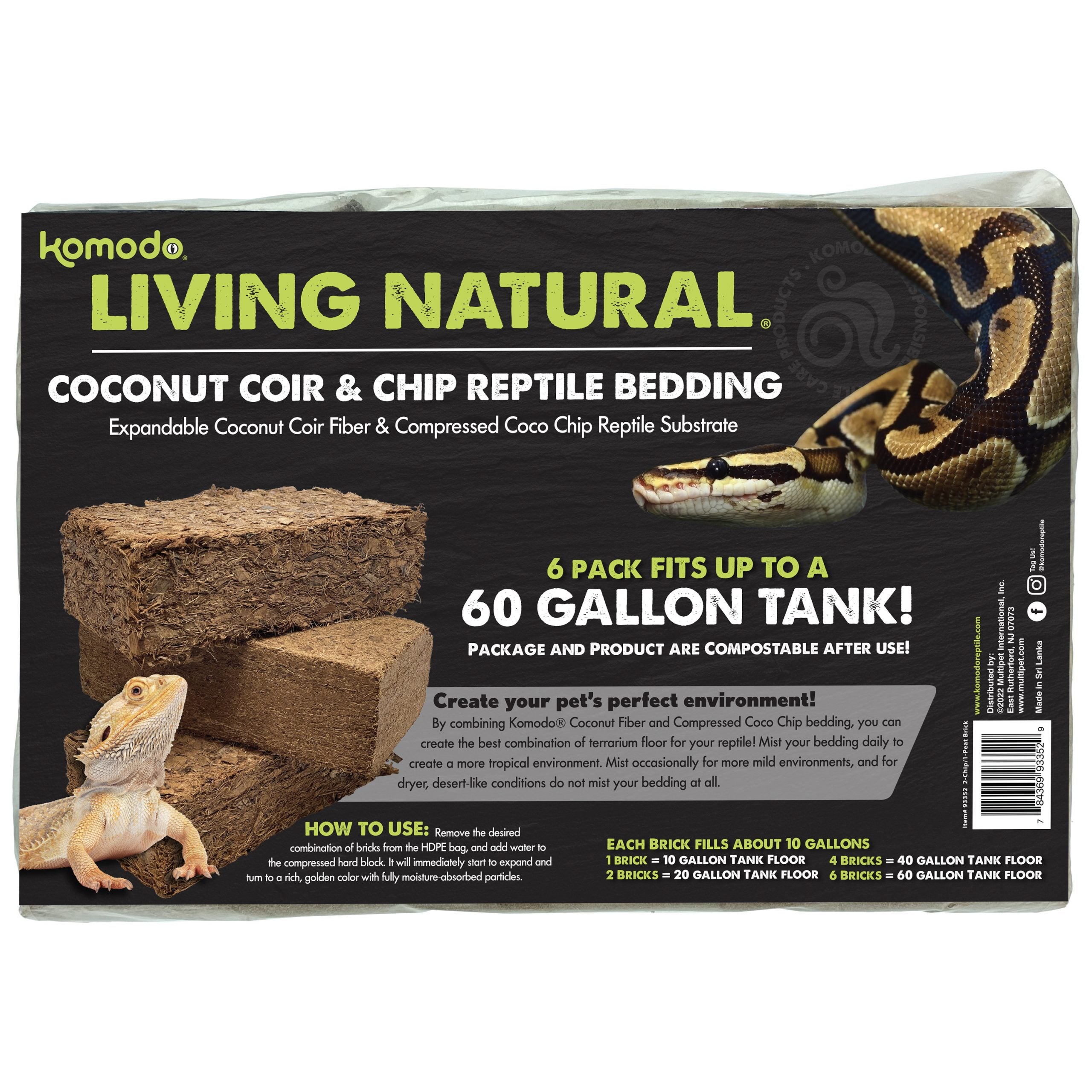 Komodo Coconut Coir Peat and Chip Bedding (Combo 6-Pack) – Northern ...